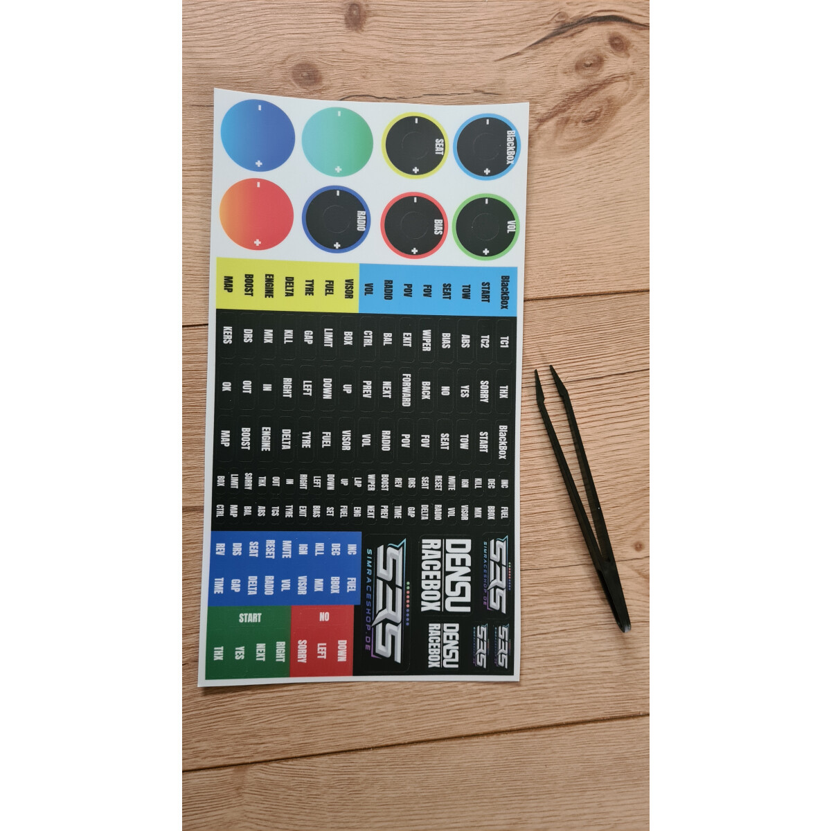 Simracing Sticker Set or Label Set for Buttonbox and Racingwheels