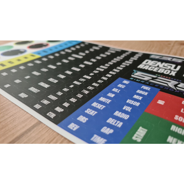 Simracing Sticker Set or Label Set for Buttonbox and Racingwheels